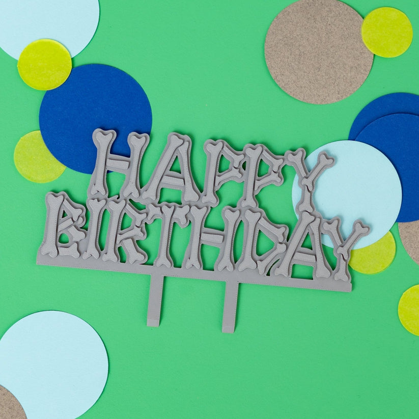 Dinosaur Bones Happy Birthday Cake Topper – Made Happy Gifts