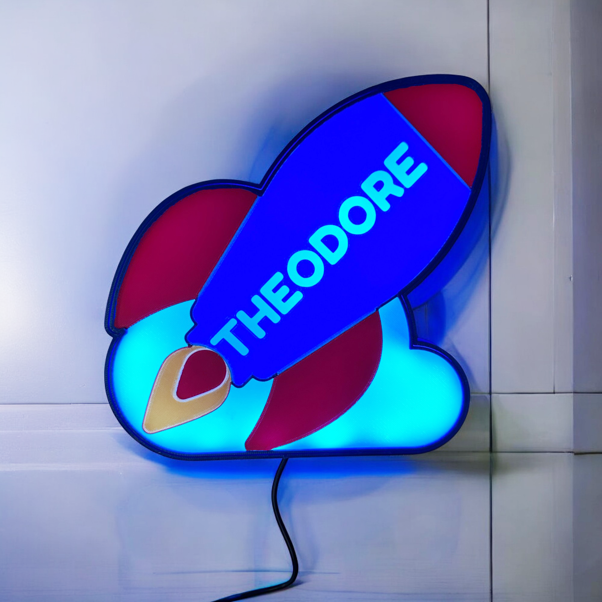 Personalised Rocket LED Lightbox – Made Happy Gifts