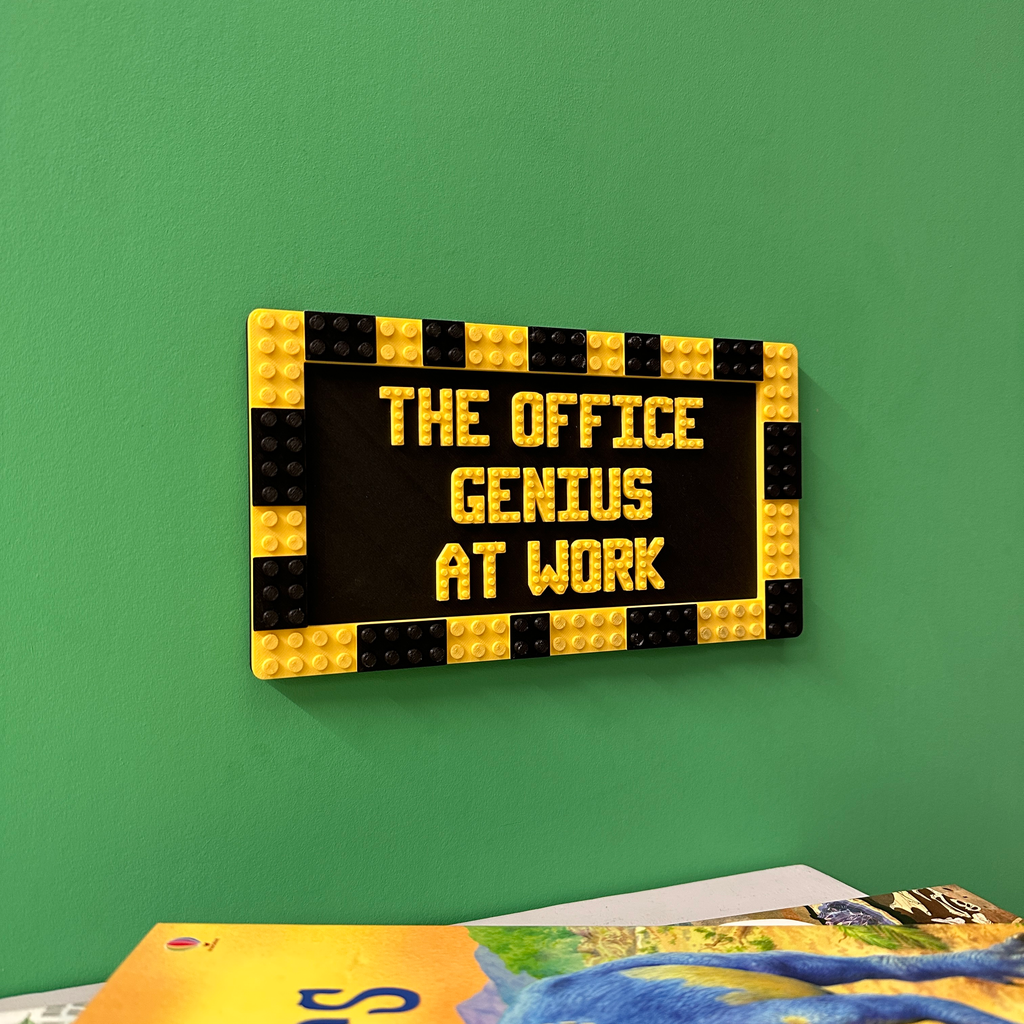 'Office Genius' Brick Compatible Wall Sign – Made Happy Gifts