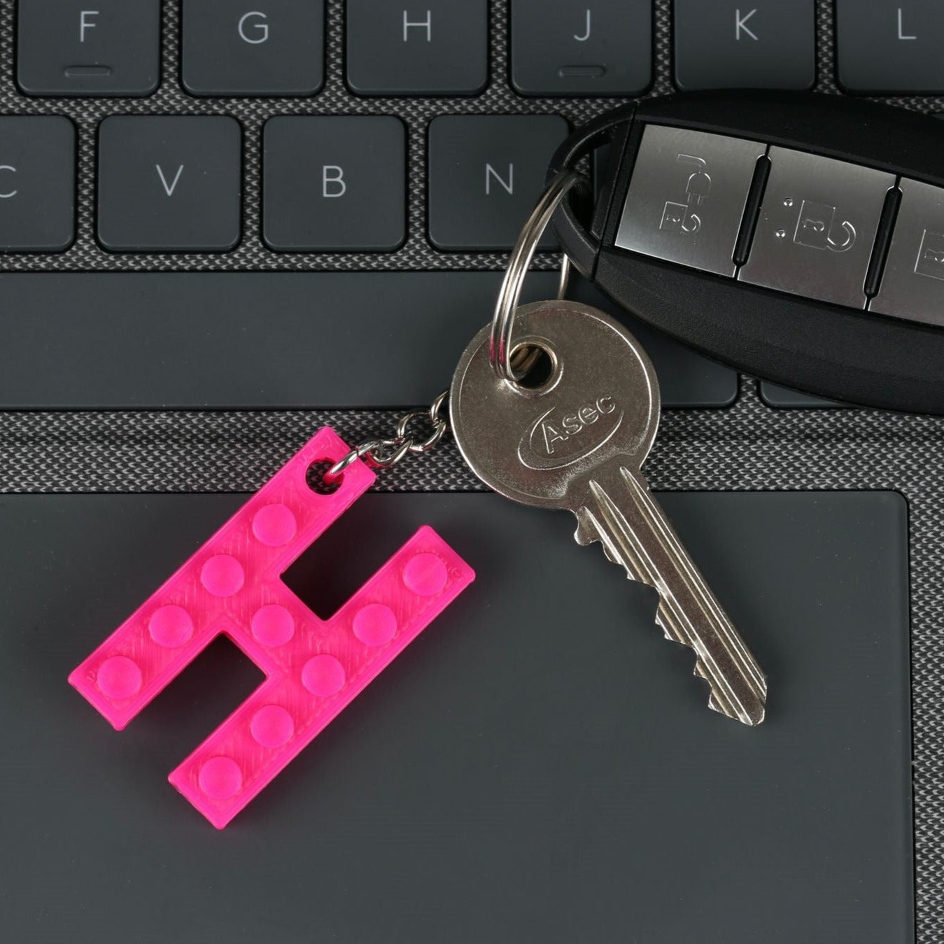 Brick Compatible Initial Keyrings - 3D Printed – Made Happy Gifts