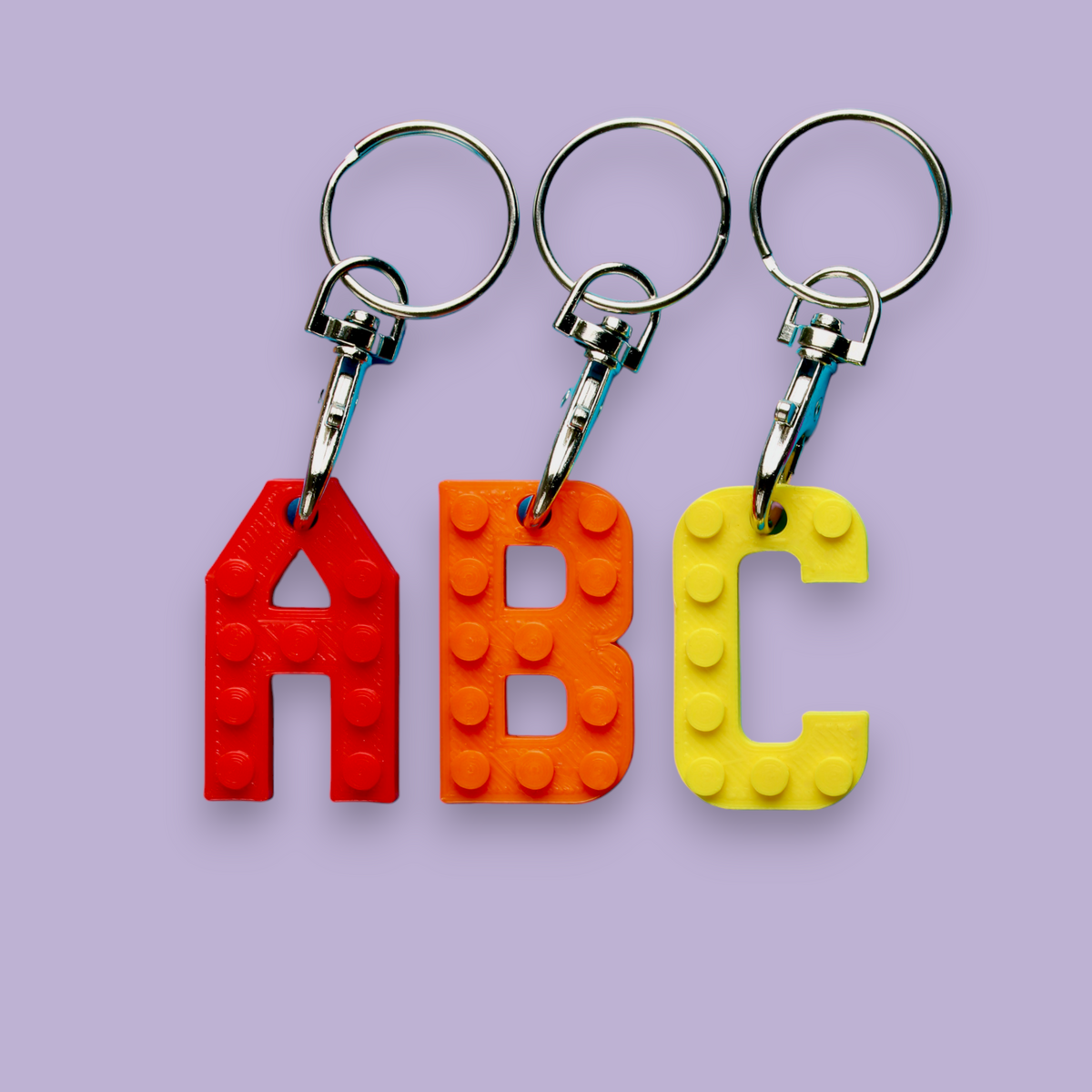 Brick Compatible Initial Keyrings - 3D Printed – Made Happy Gifts