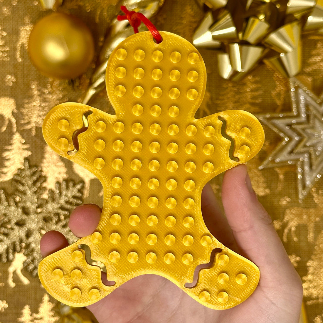 3D Printed Gold Gingerbread Man Christmas Tree Decoration - UK Made ...