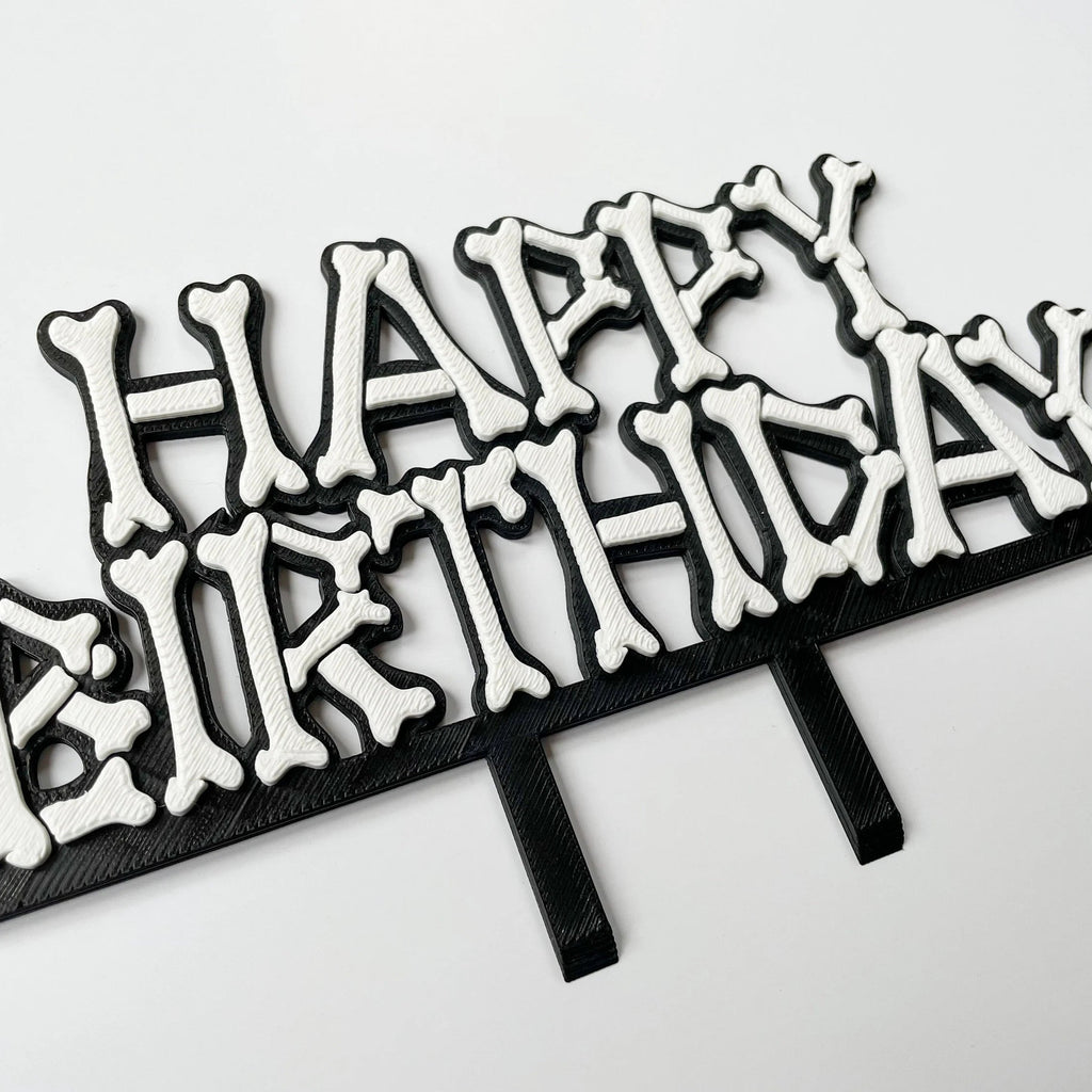 Dinosaur Dual Colour Bones Happy Birthday Cake Topper – Made Happy Gifts